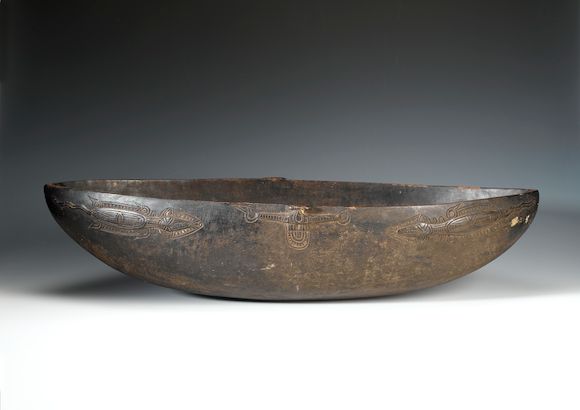 Bonhams : A large Tami Island wood bowl 79cm. long
