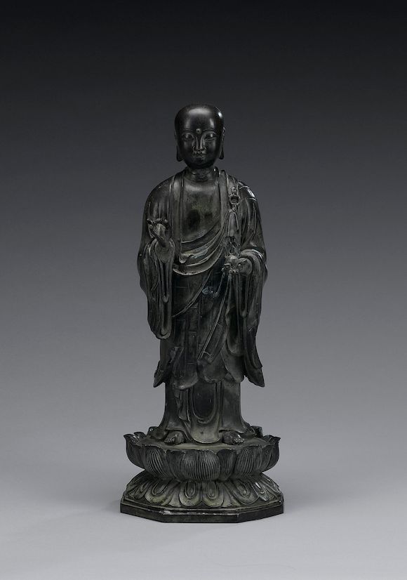 Bonhams : A bronze figure of an Esoteric Buddhist Deity [probably Jizo ...