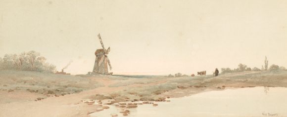 Bonhams : Albert Bowers (British, exh.1880-93) A windmill.