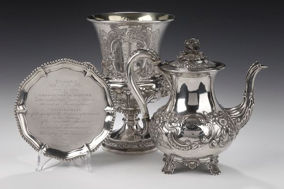 Bonhams : George Combe a William IV presentation coffee pot and a ...