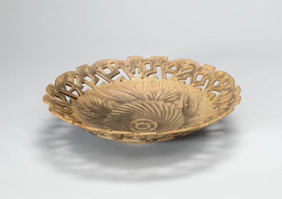 Bonhams : Ian Godfrey a large perforated Dish Diameter 30.5cm (12in.)