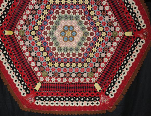 Bonhams : A Victorian patchwork coverlet/table cover