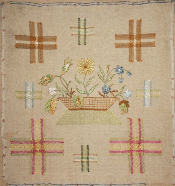 Bonhams : A mid 19th century darning sampler
