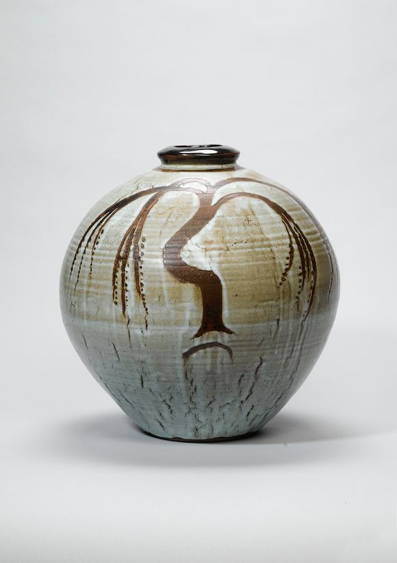 Bonhams : David Leach a large globular Jar with 'Willow' design Height ...