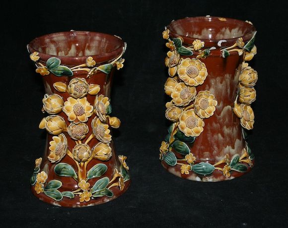 Bonhams : A pair of Salopian Pottery vases, circa 1885-90