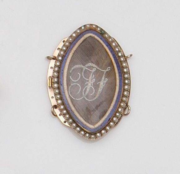 Bonhams : A pair of matching Georgian hairwork memorial clasps