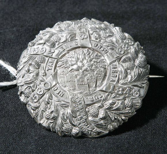 Bonhams : A Scottish silver Disruption brooch,