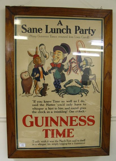 Bonhams : An original Guinness poster "A Sane Lunch Party" circa 1930,
