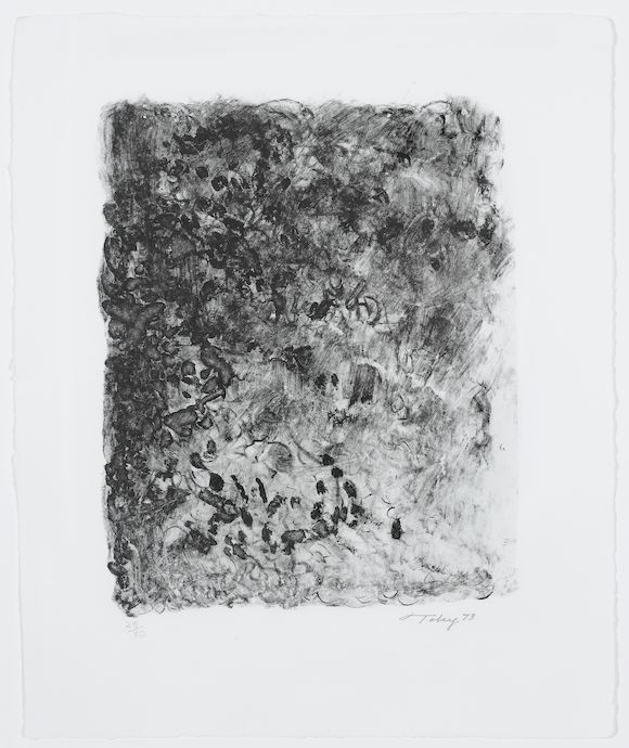 Bonhams : Mark Toby Ritual Lithograph, 1973, printed in cream and black ...
