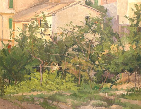 Bonhams : Peter John Garrard (British, 1929-2004) Orange Trees beside a ...