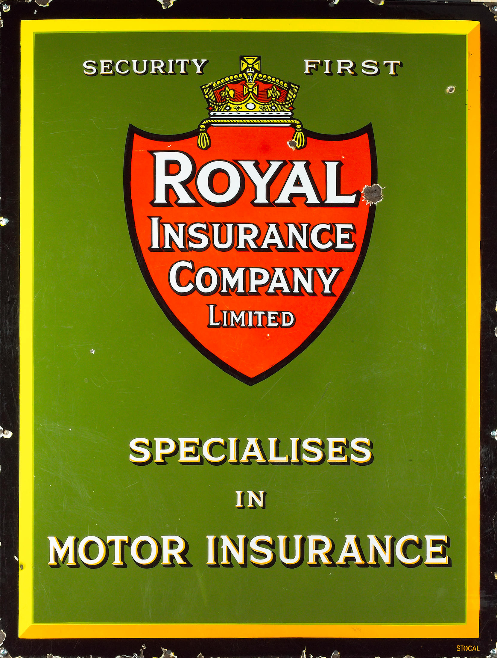 Bonhams Cars : A good large 'Royal Insurance Company Ltd' enamel sign,