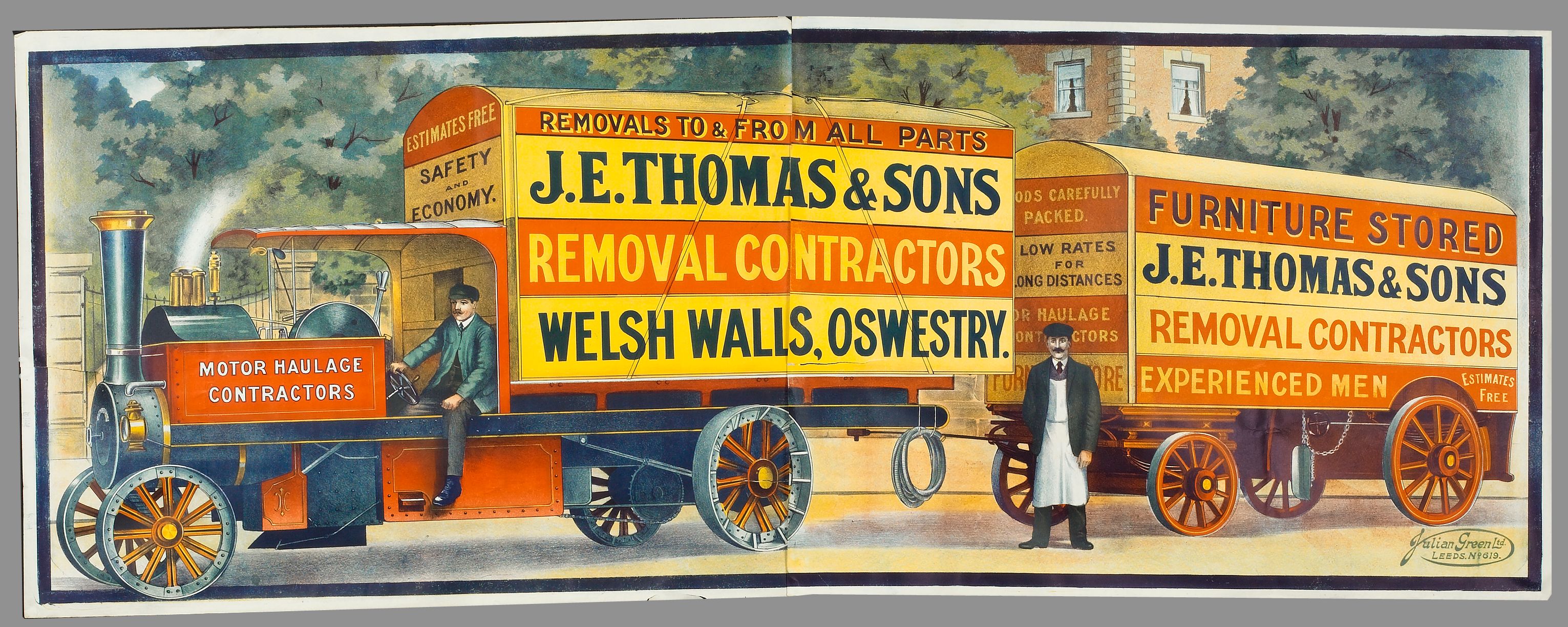 Bonhams Cars : A poster depicting an early 20th century transport scene,