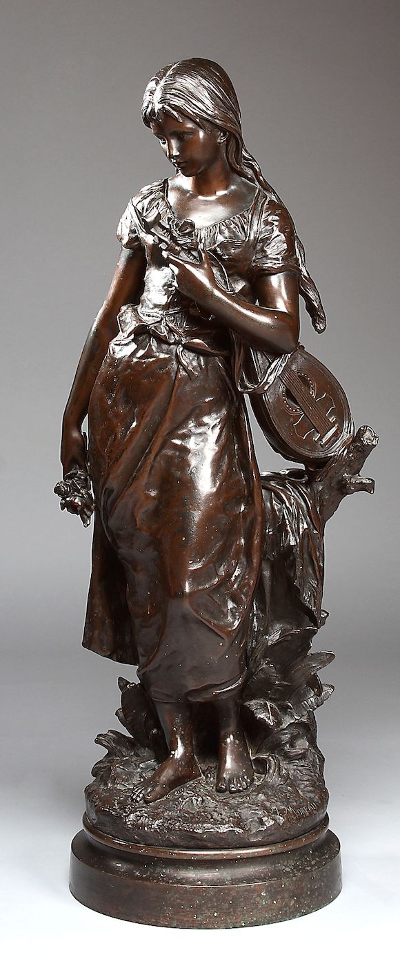 Bonhams : H. Moreau, a 19th century bronze figure of a girl