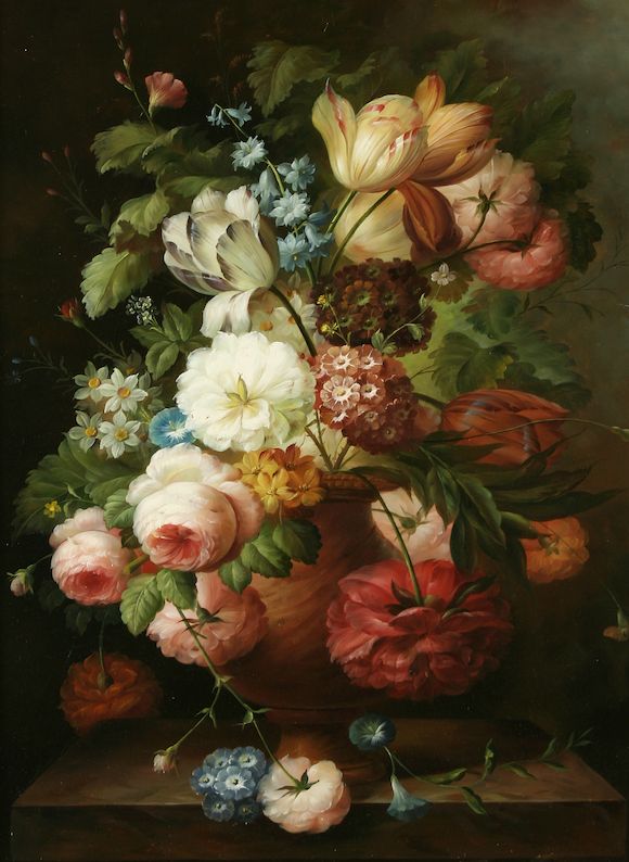 Bonhams : Thomas Webster (later 20th century) Still life of flowers,