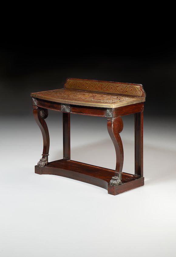 Bonhams : A George IV rosewood and brass marquetry bowfront Console ...