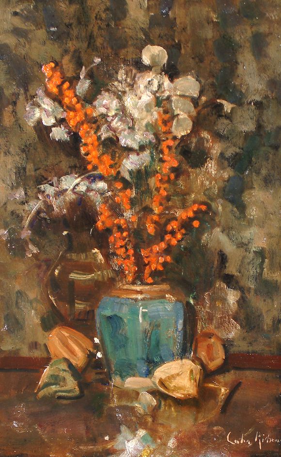 Bonhams : Coba Ritsema (Dutch, 1876-1961) Pyracantha in a ginger jar