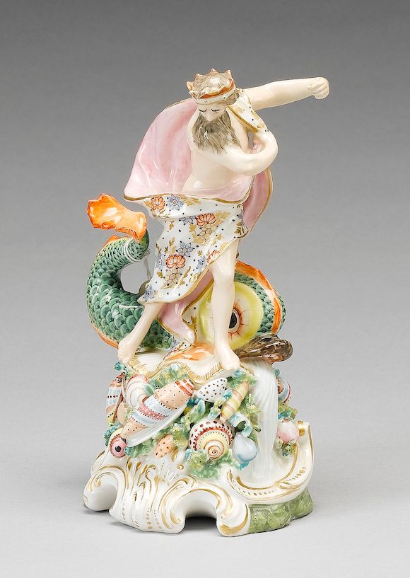 Bonhams : A Derby figure of Neptune with a dolphin, circa 1780