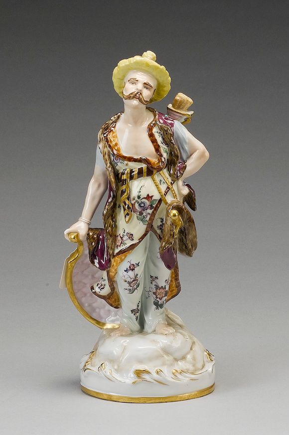 Bonhams : A Dresden malabar figure, after a Meissen model, circa 1920