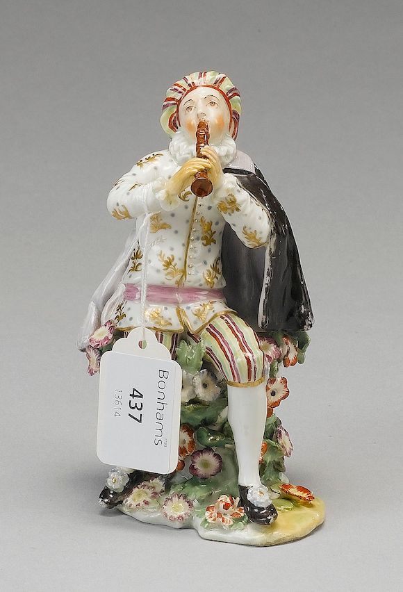 Bonhams : A Samson Chelsea style figure of a musician, late 19th century