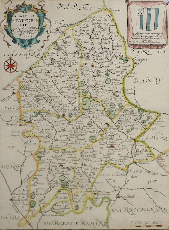 Bonhams : STAFFORDSHIRE Blome (Richard) A Mapp of Staffordshire with ...