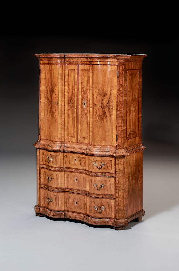 Bonhams : An 18th century German walnut, oak and plum marquetry Schrank ...