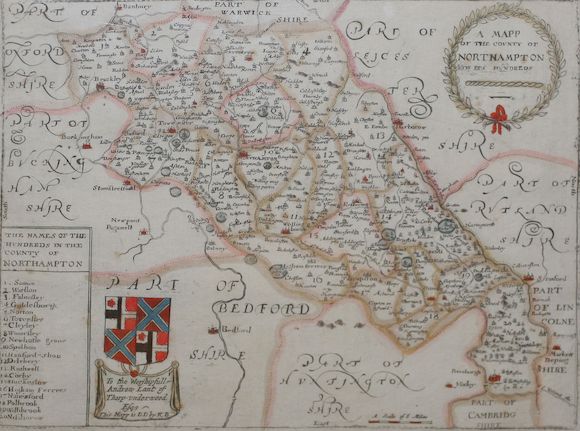 Bonhams : NORTHAMPTONSHIRE Blome (Richard) A Mapp of Northampton with ...