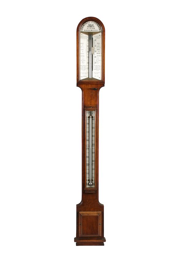 Bonhams : A mid-Victorian oak Admiral Fitzroy Storm stick barometer,