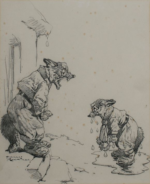 Bonhams : Harry Rowntree (1878-1950) British A bedraggled fox being ...