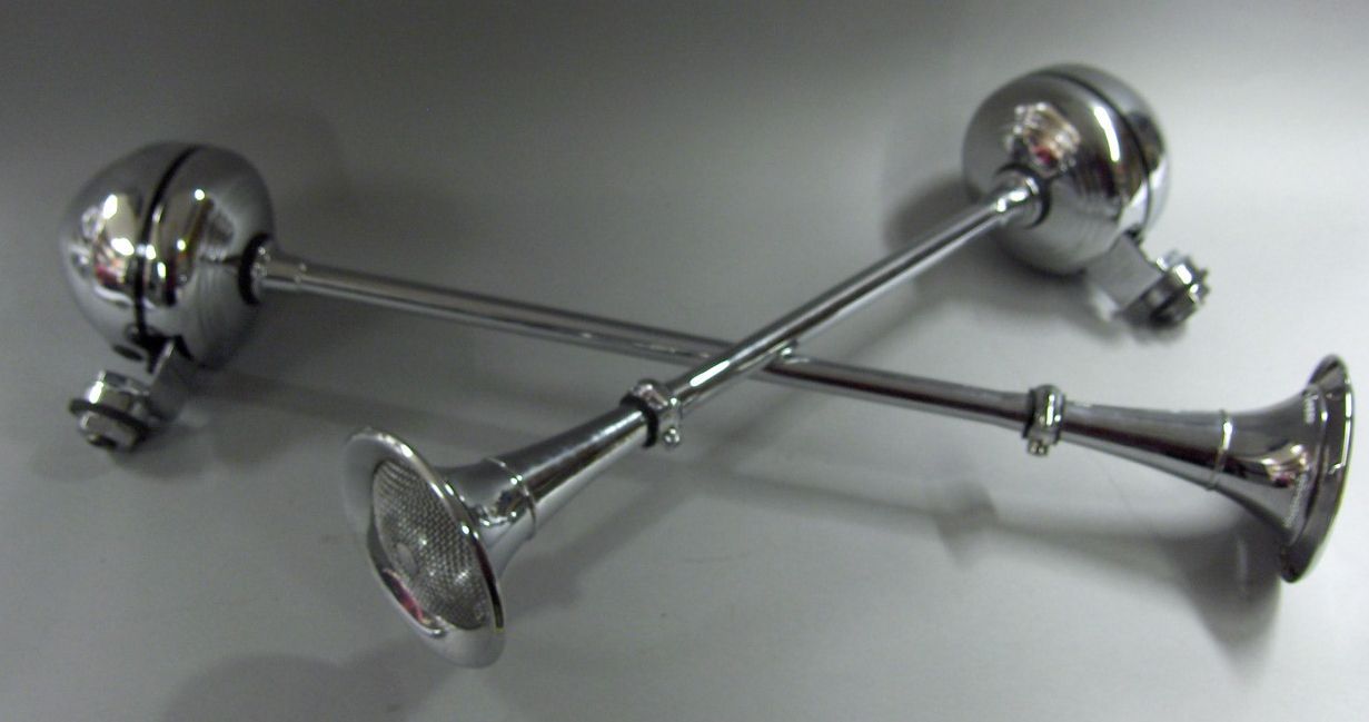 Bonhams Cars : A pair of Lucas long trumpet windtone horns,