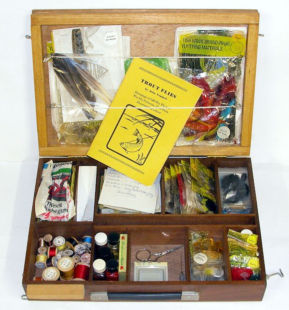 Bonhams : A wooden fly tying box