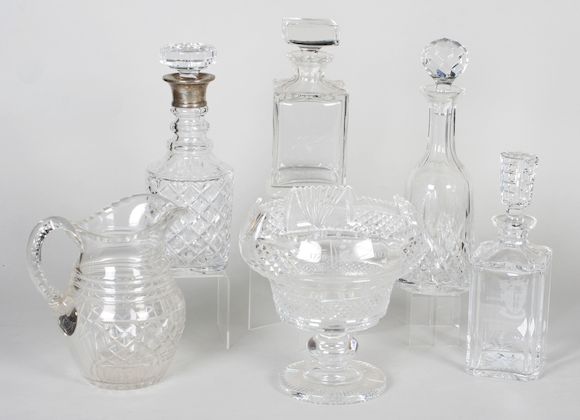 Bonhams : A hobnail moulded glass mallet form spirit decanter and stopper