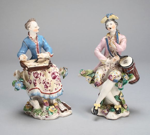 Bonhams : A pair of Bow figures of Musicians circa 1765,