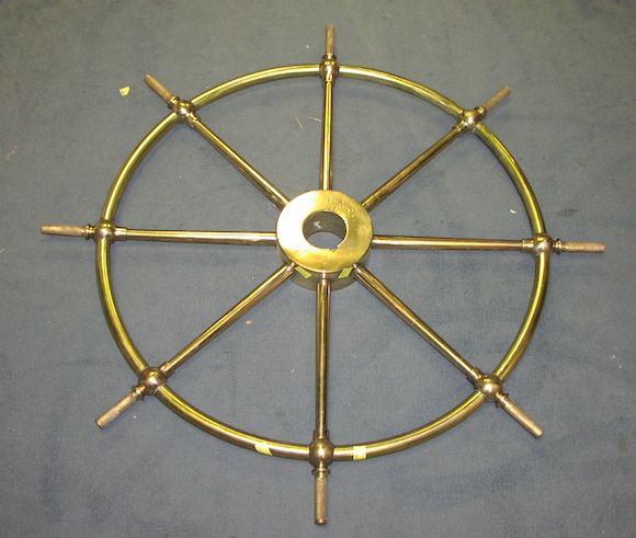 Bonhams : An eight spoke bronze ship's helm, 86cm diameter.