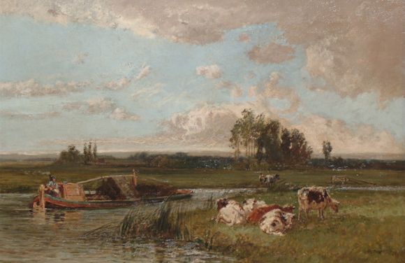 Bonhams : Alfred Bennett, (British, fl. 1861-1916) The canal near West ...