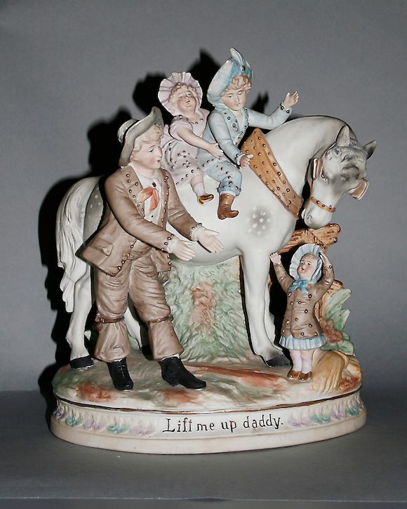 Bonhams : A Continental bisque figure entitled Lift Me Up Daddy 20th ...