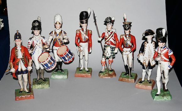 Bonhams : A set of eight Dresden models of soldiers 20th Century,