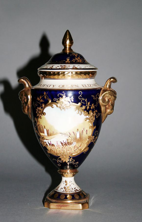 Bonhams : A Coalport Fine Bone China ram's head vase commemorating the ...