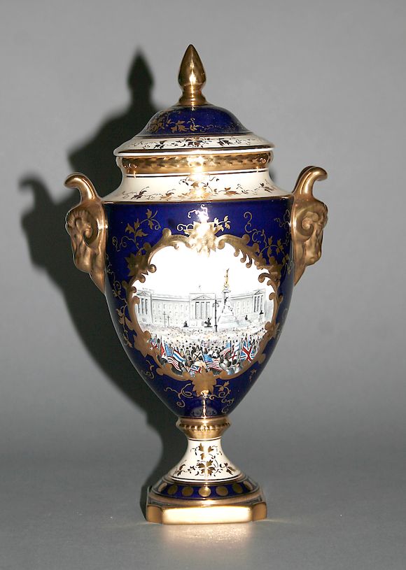Bonhams : A Coalport Fine Bone China ram's head vase commemorating the ...