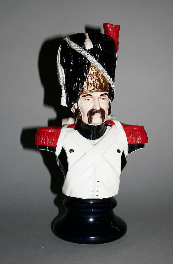 Bonhams : A hand-painted porcelain bust of a French Grenadier 20th Century,