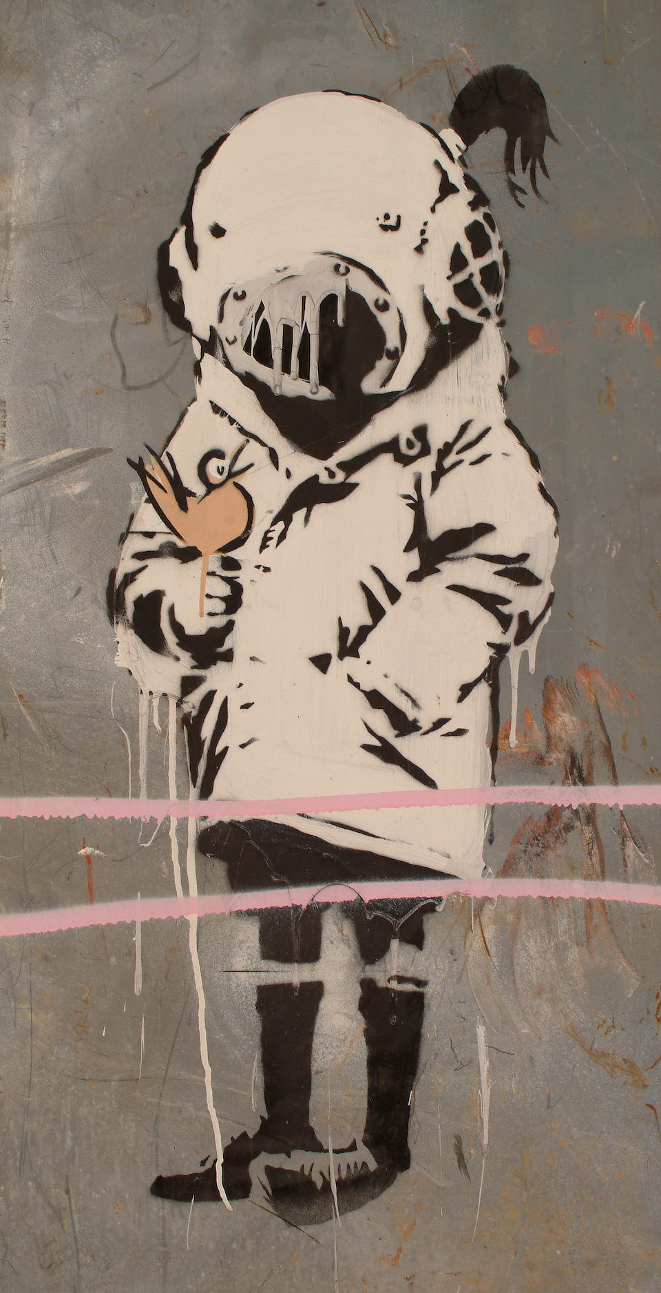 Bonhams : Banksy (British, b.1974) No.5, Young child with bird.