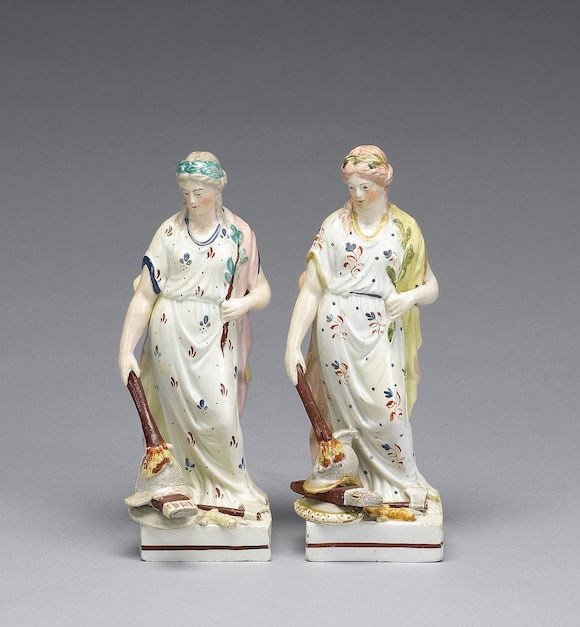 Bonhams : Two pearlware figures of Peace, circa 1800