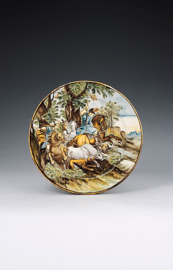 Bonhams : A Castelli plate painted in the Grue workshop circa 1720