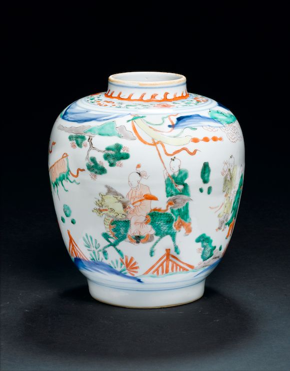 Bonhams : A wucai oviform jar Mid 17th century