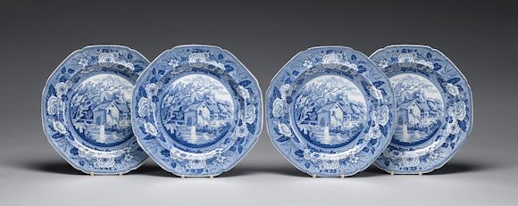 Bonhams : Eighteen 'Monk's Rock Series' dinner plates, circa 1820-30 ...