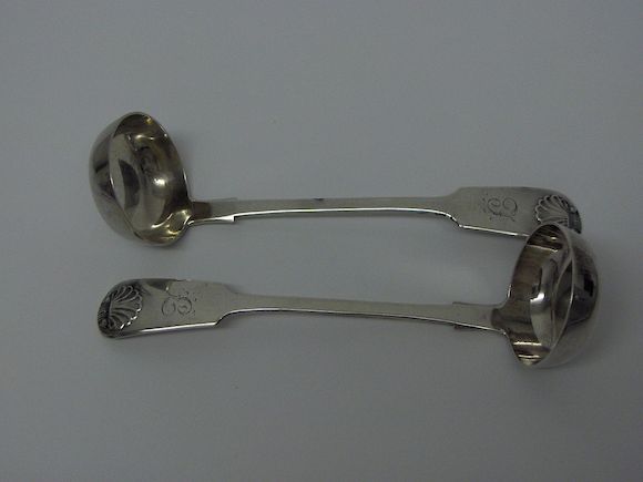 Bonhams : A pair of Victorian fiddle and shell pattern cream ladles By ...