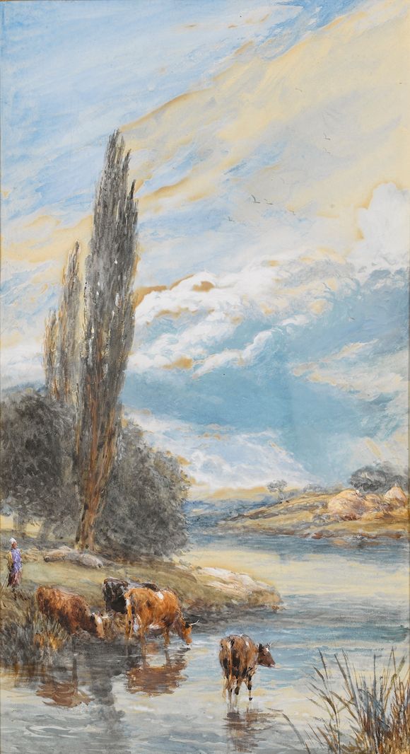 Bonhams : Myles Birket Foster, RWS (British 1825-1899) River scene with ...