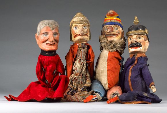 Bonhams : Five professional Victorian Punch and Judy puppets, 5