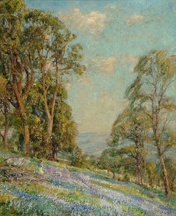 Bonhams : Herbert F. Royle (1870-1958) Bluebell woods near Bolton Abbey