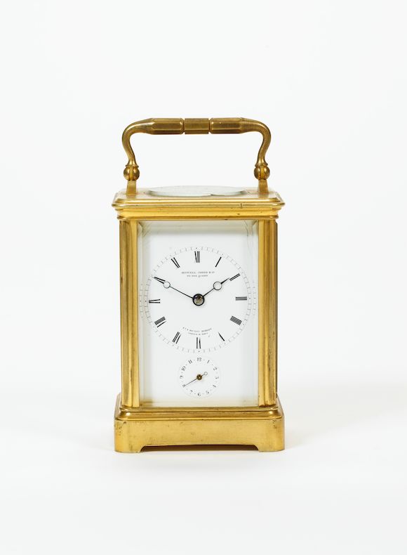 Bonhams : A late 19th century French corniche cased carriage clock with ...
