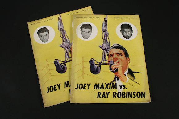 Bonhams : Two official programmes for Joey Maxim v Sugar Ray Robinson, 1952